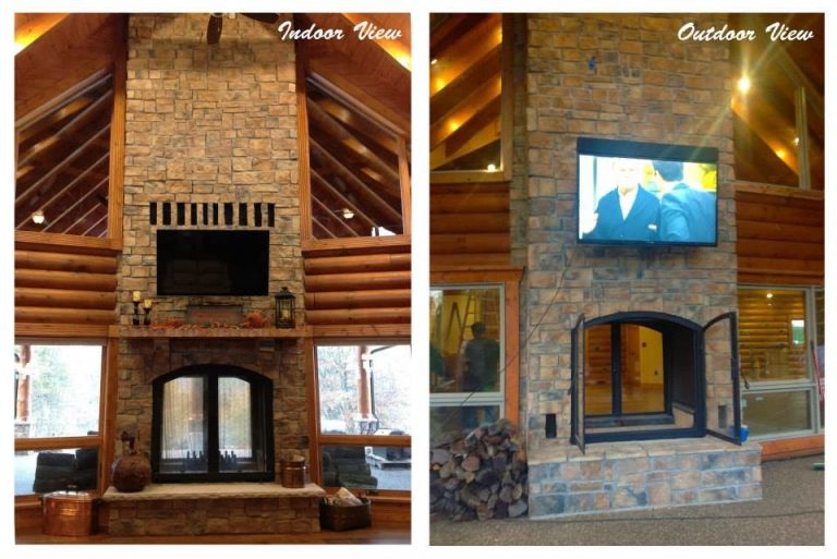 Custom See Through Outdoor Indoor Wood Burning Fireplace